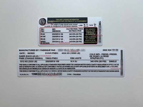 Boat Mate Trailers Data Decal Sticker VIN ID Tag Tire and Loading ...